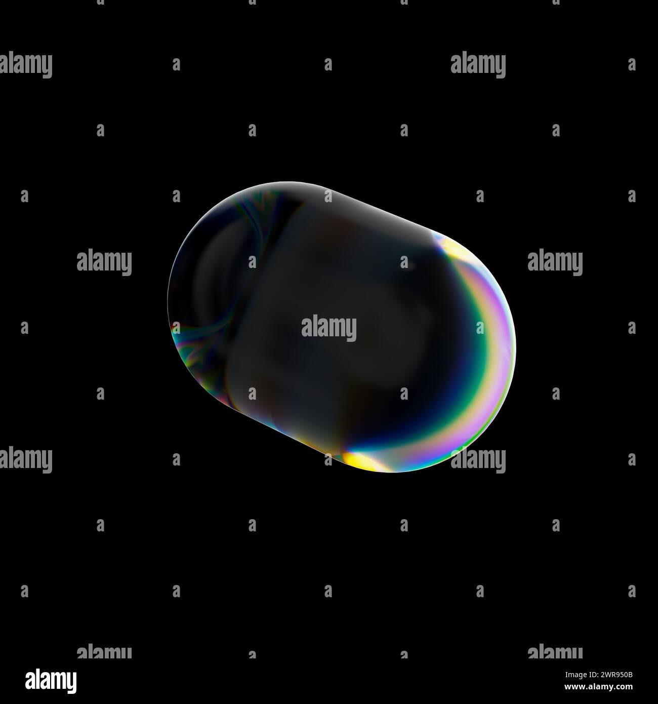 3d Transparent glossy capsule with dispersion effect. Rainbow colors ...