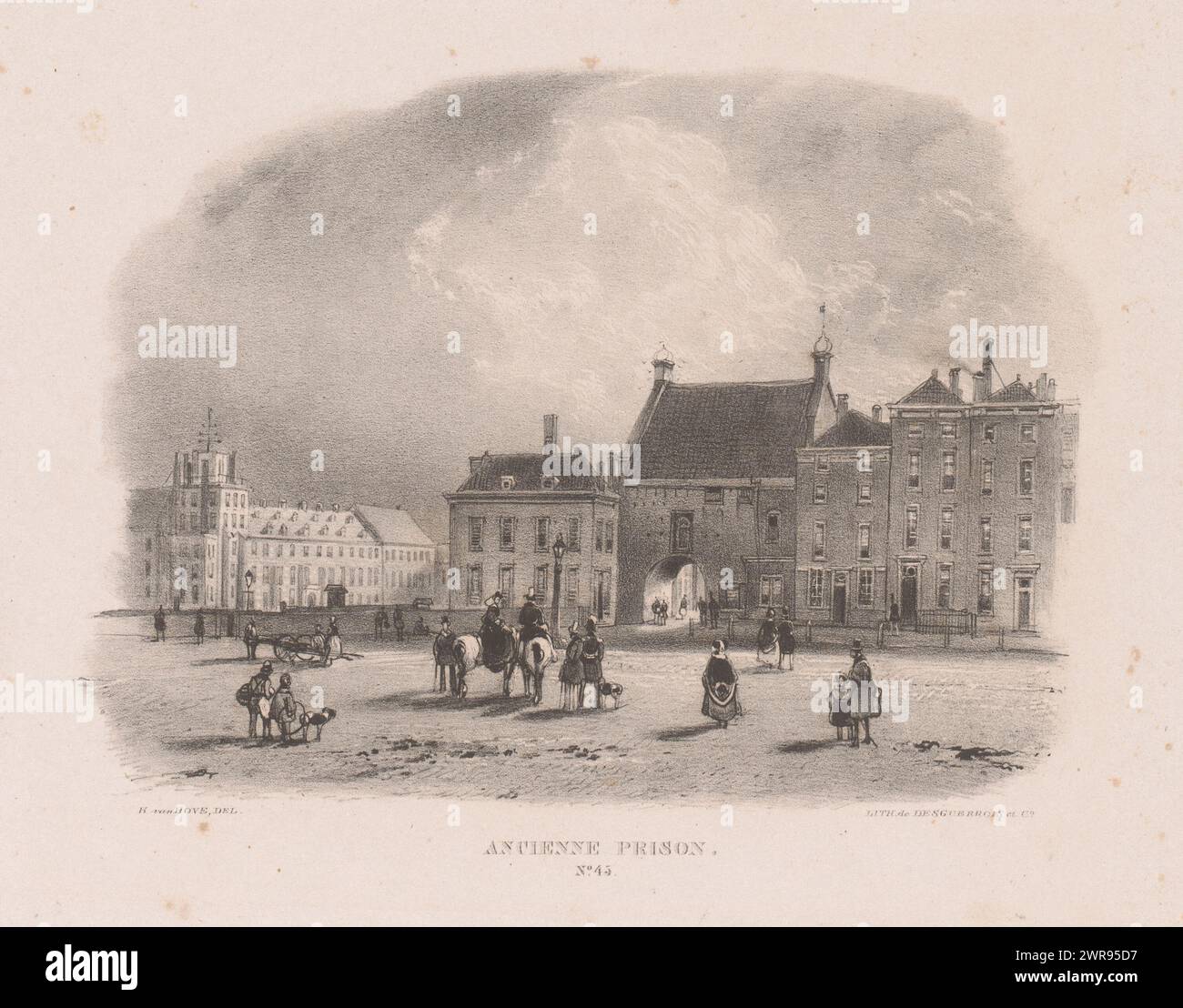 Prison Gate in The Hague, Ancienne prison (title on object), Figures ...