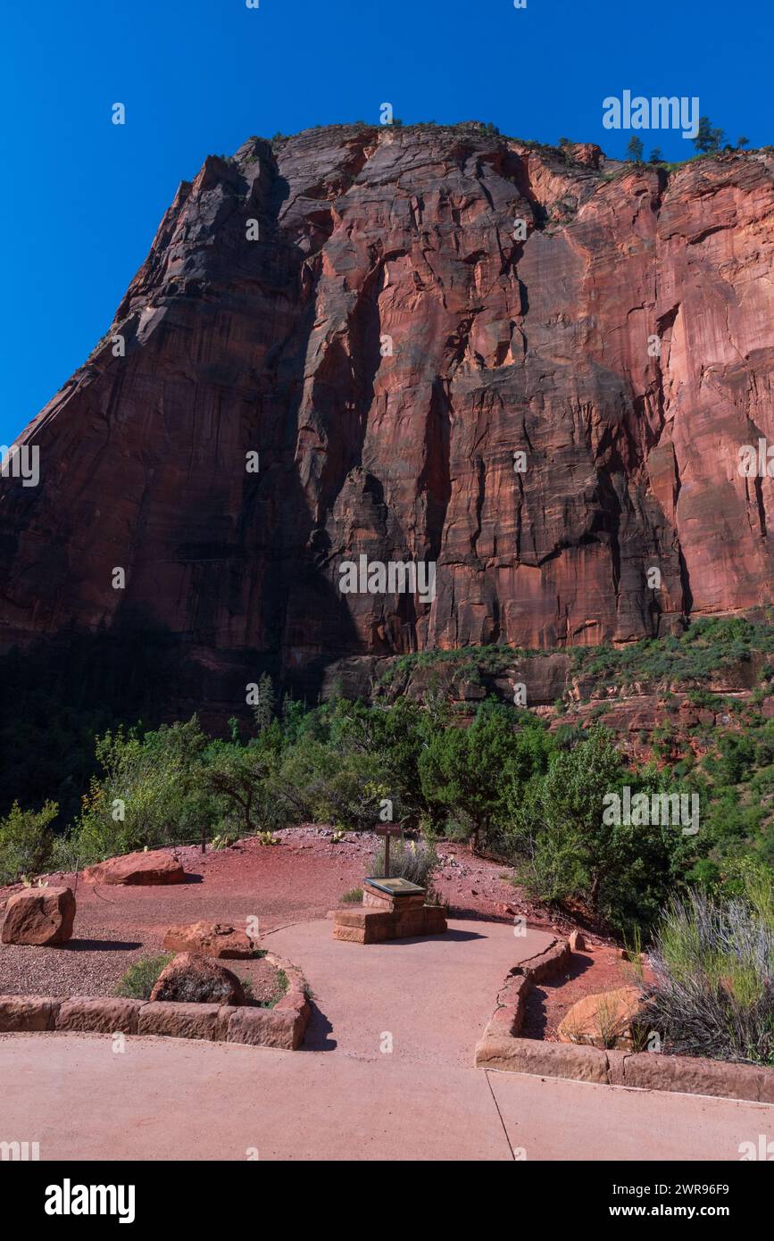 View from valley floor of Angel’s Landing, Zion National Park, Utah ...