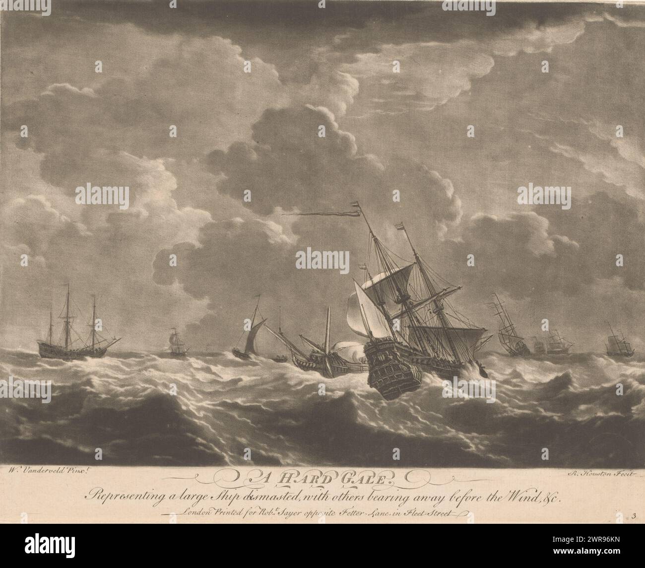 Navy ships on high waves, A Hard Gale (title on object), Text in ...