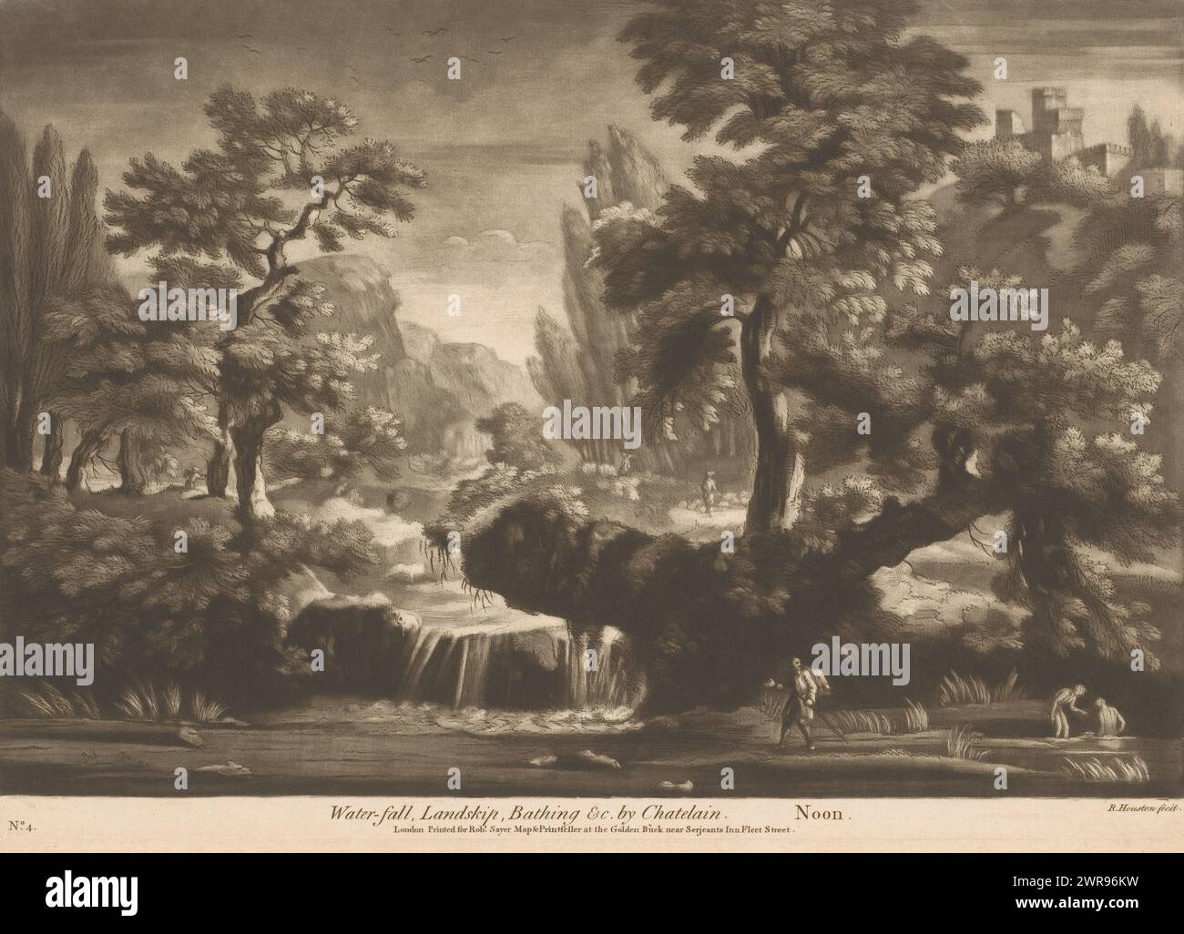Landscape with waterfall, Water-fall, Landskip, Bathing &c. by ...