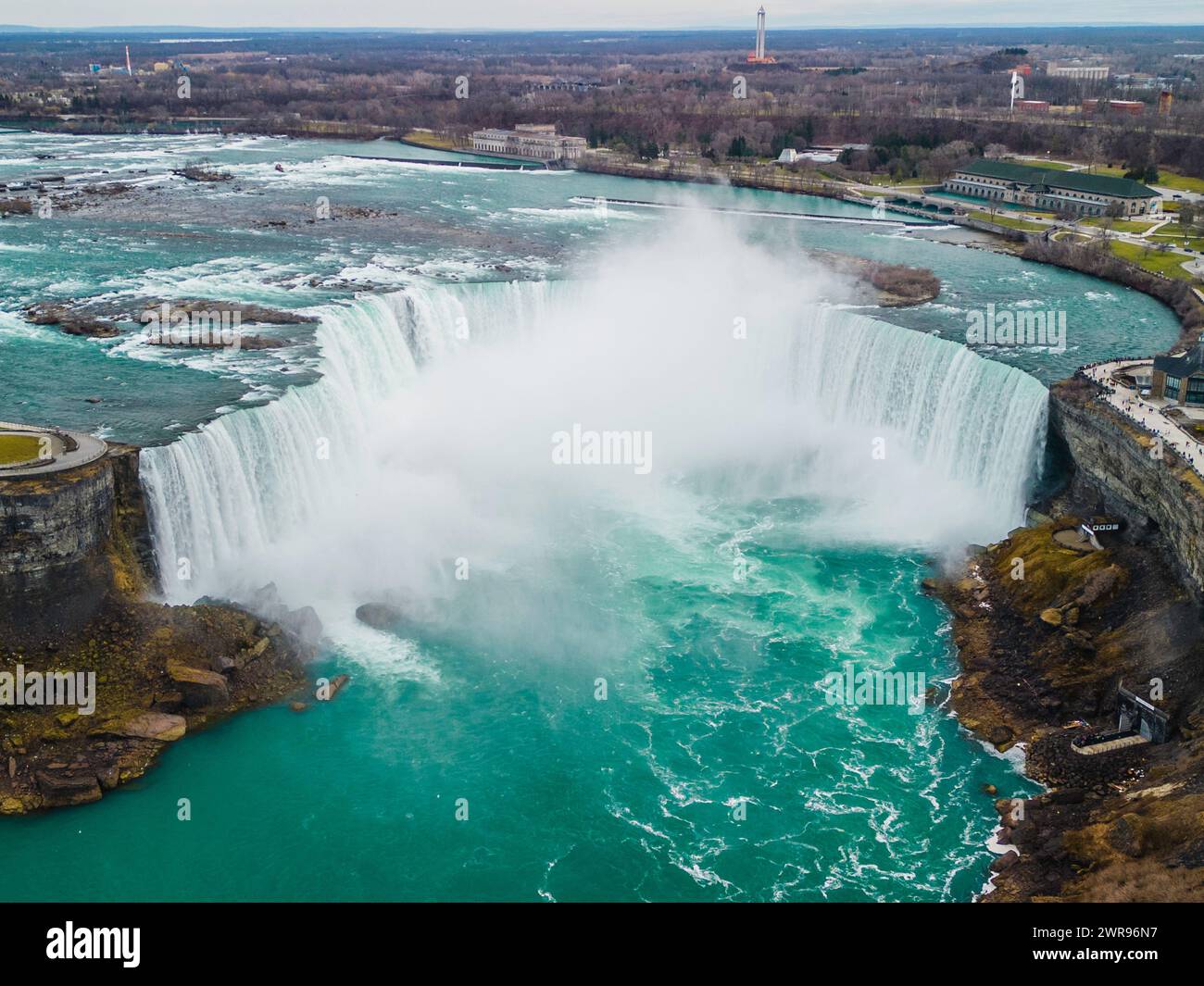 Niagara Falls, Canada - March 8 2024: Panorama view of Niagara Falls in ...