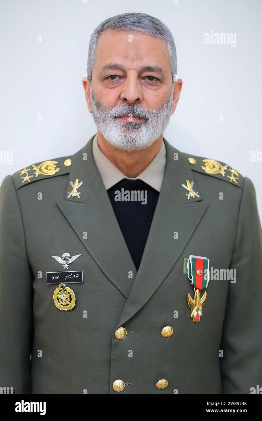Tehran, Iran. 11th Mar, 2024. A portrait of the Iranian Army Chief ...