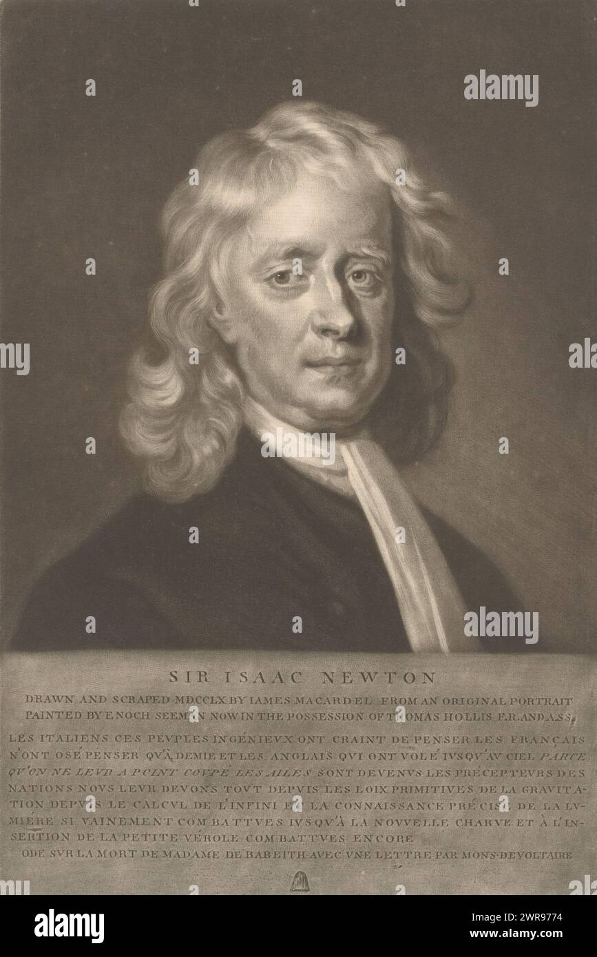 Portrait of Isaac Newton, Sir Isaac Newton (title on object), print ...