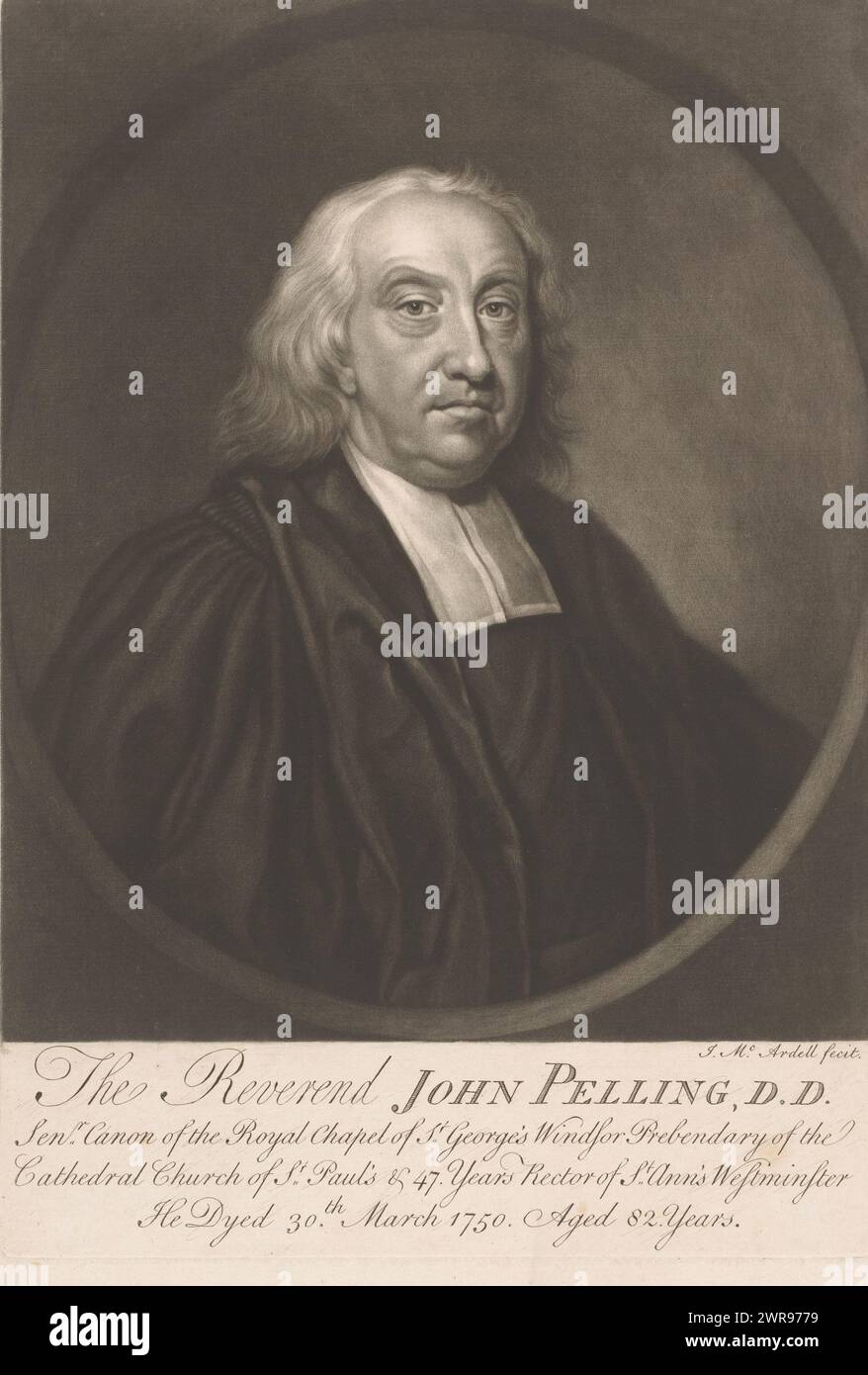 Portrait of John Pelling, The Reverend John Pelling, D.D. (title on ...
