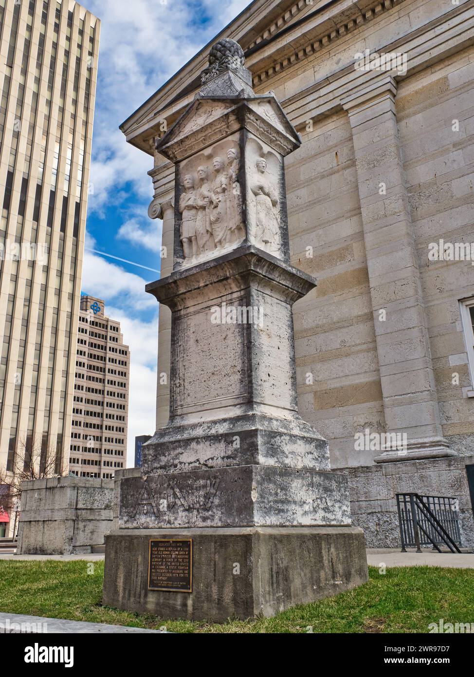 Augsburg Roman Column Monument Plaque in Dayton, Ohio Stock Photo - Alamy