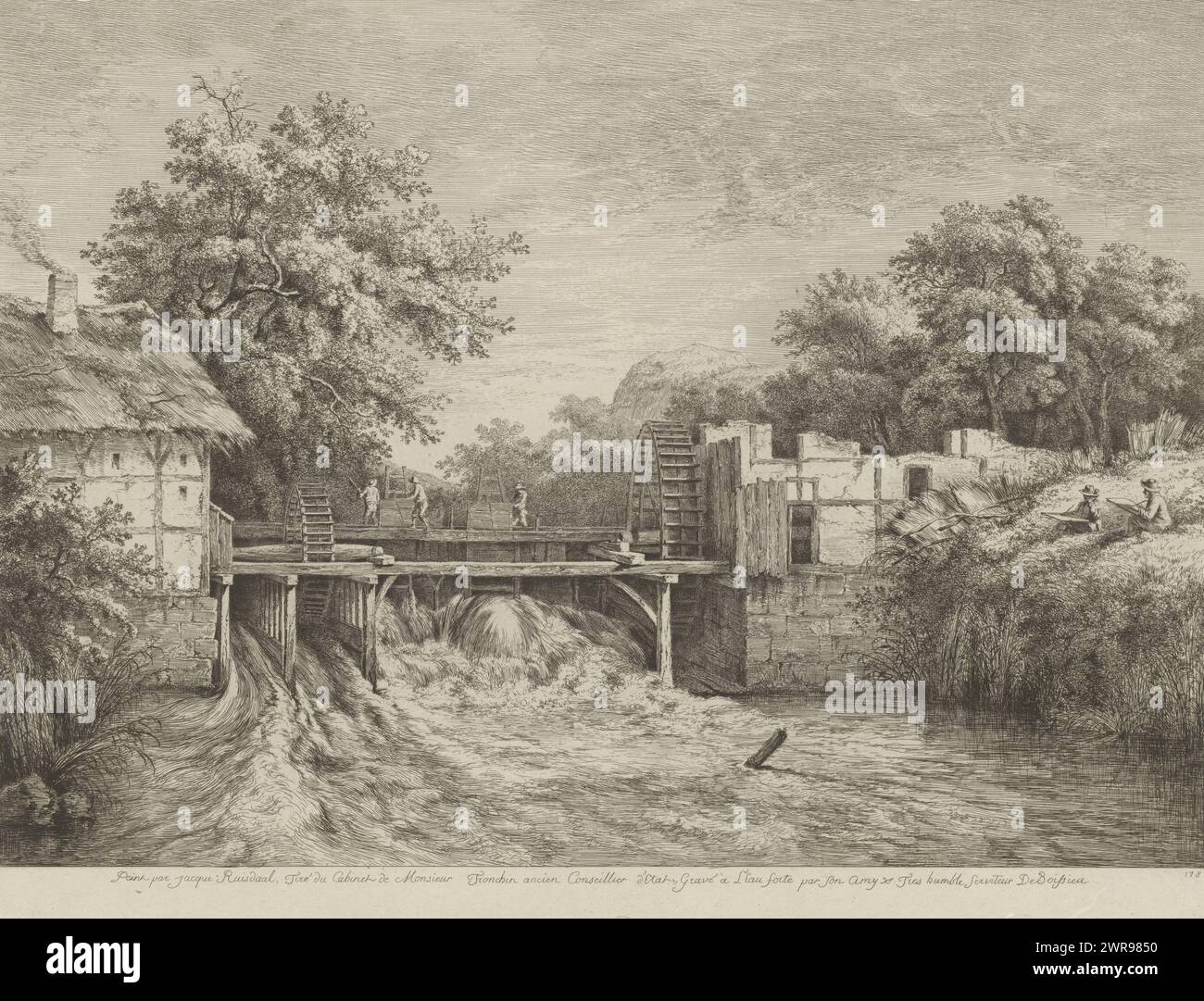 Landscape with a watermill, print maker: Jean Jacques de Boissieu ...