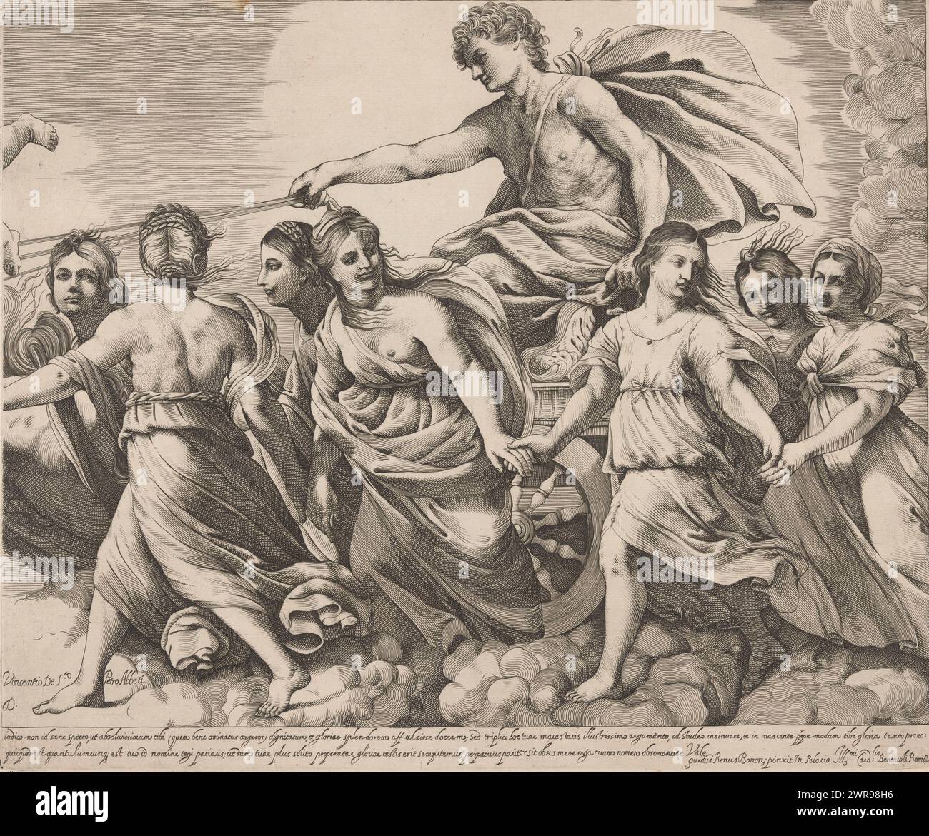 Apollo and Aurora (right part), Apollo the Sun God sits on his chariot ...