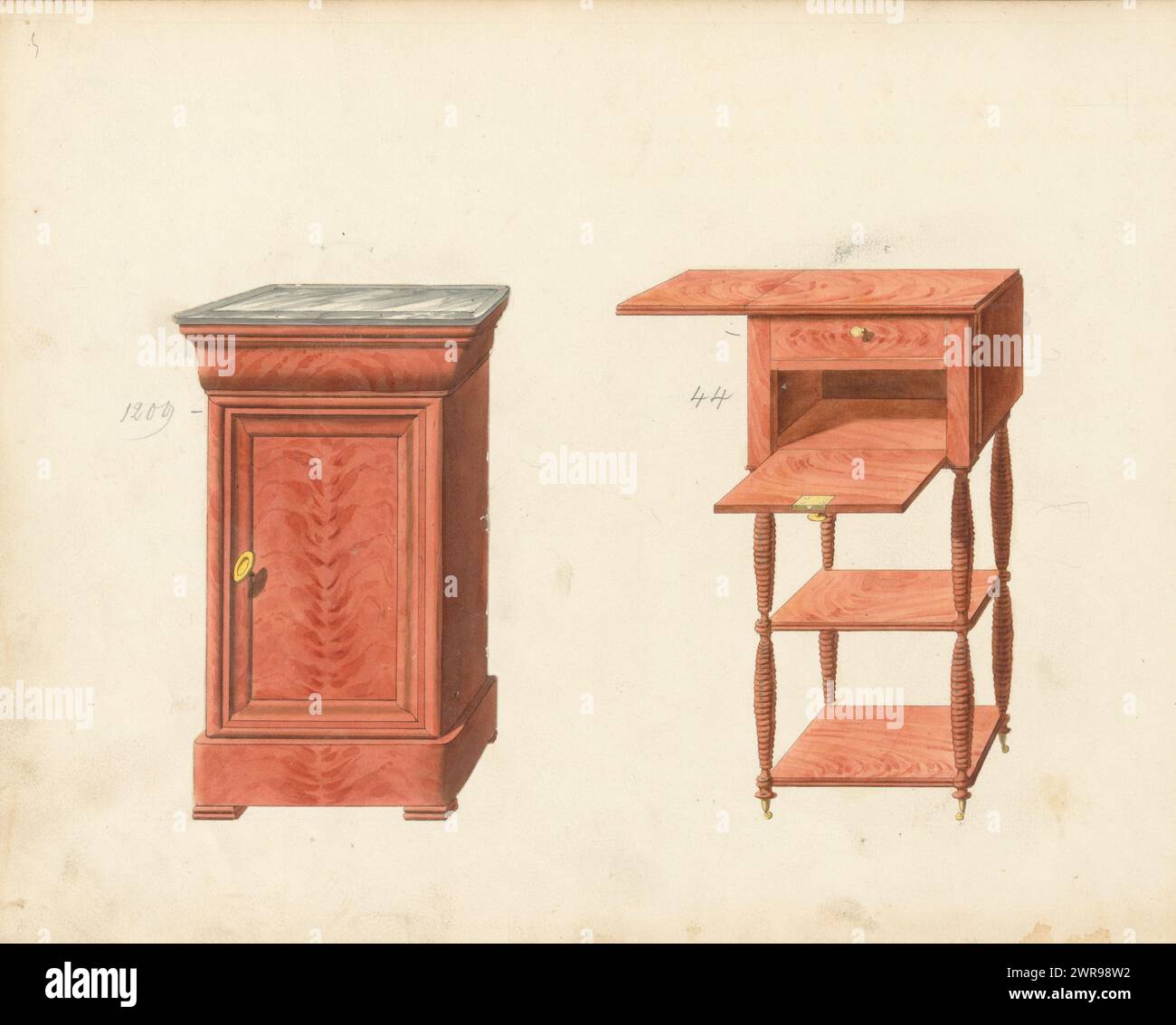Two designs for bedside tables, Two designs for bedside tables, one ...