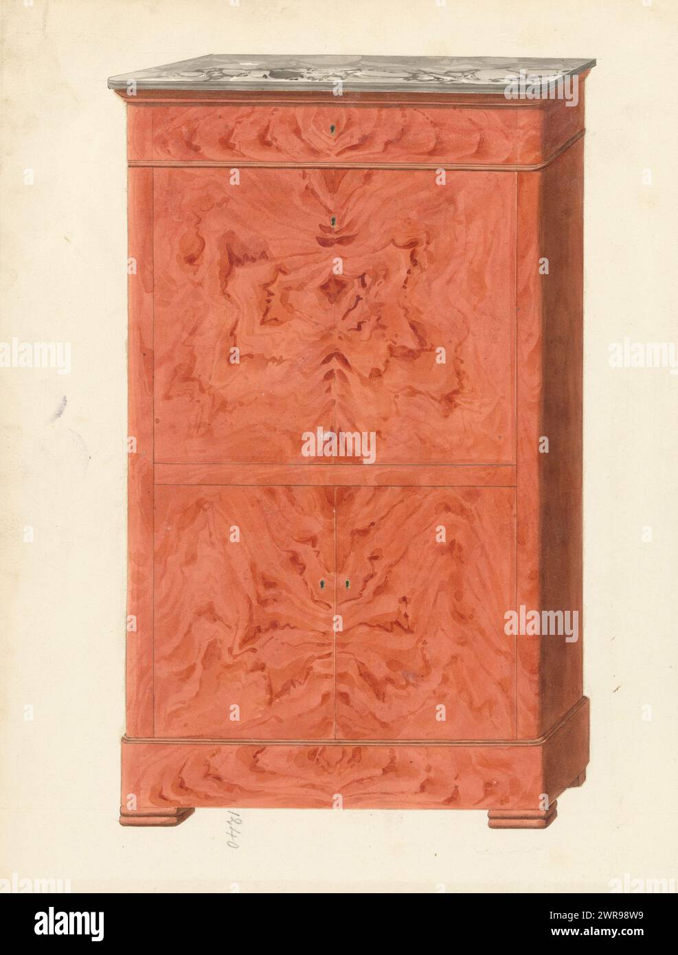 Design for a secretary, Design for a secretary/chest of drawers with a ...