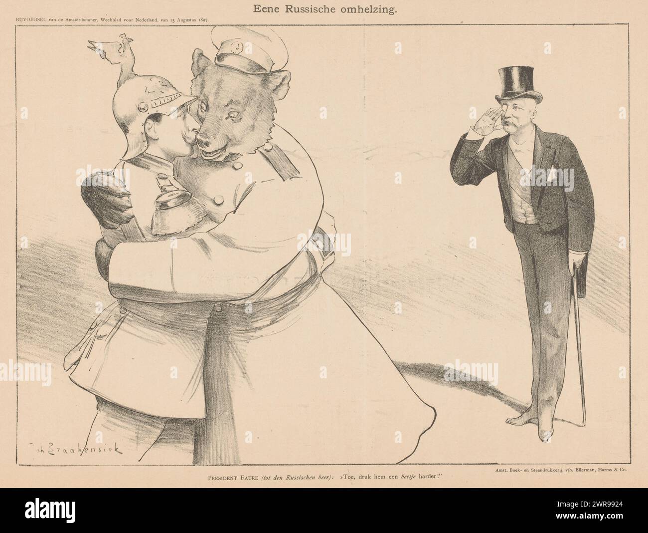 A Russian hug (title on object), print maker: Johan Braakensiek ...