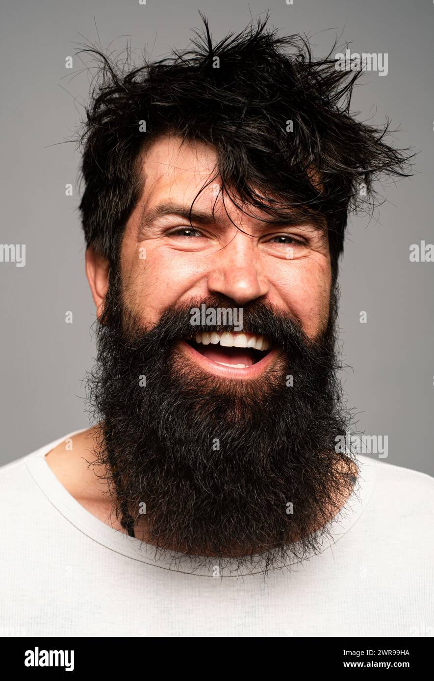 Excited face on morning. Funny hangover man Stock Photo - Alamy