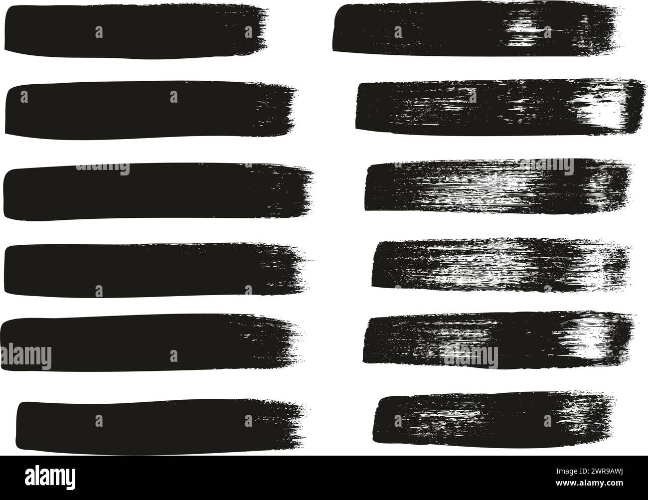 Hand Drawn Flat Calligraphy Paint Brush Regular Straight Lines High ...