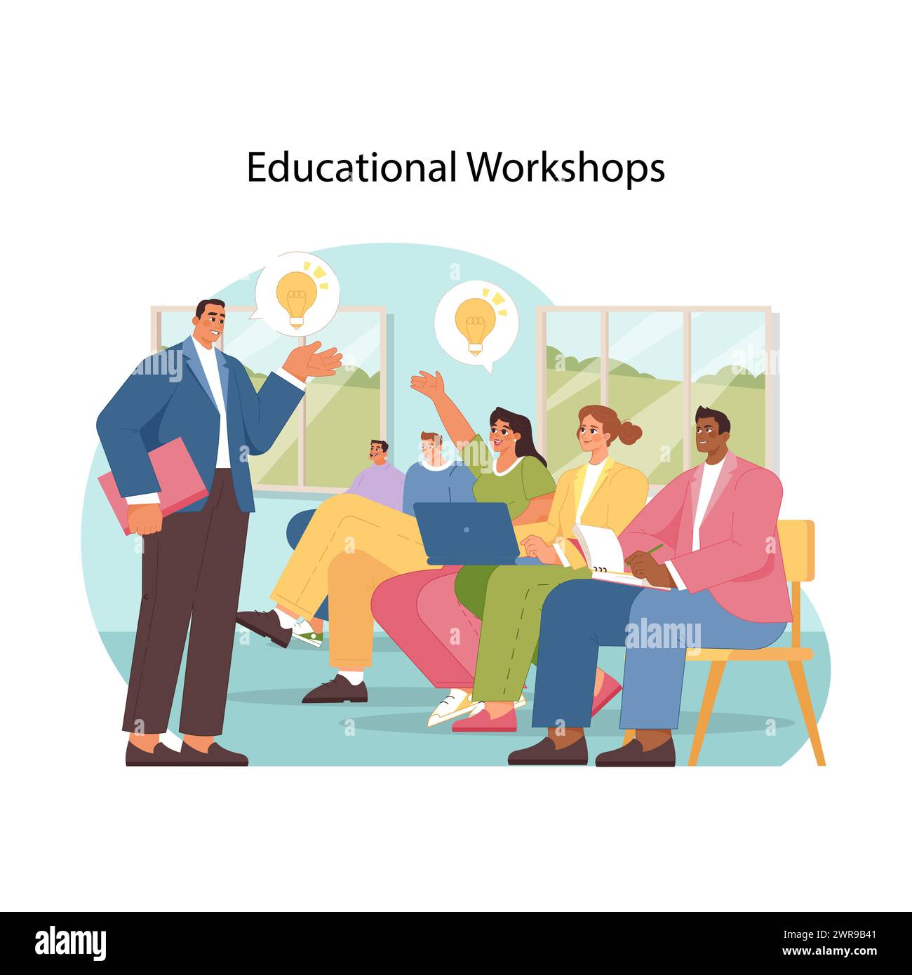 Interactive learning workshop. Enthusiastic adult learners participate ...