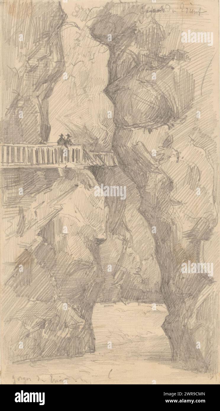 Gorge with two people on a bridge, Gorges du [(...)]rient (title on ...