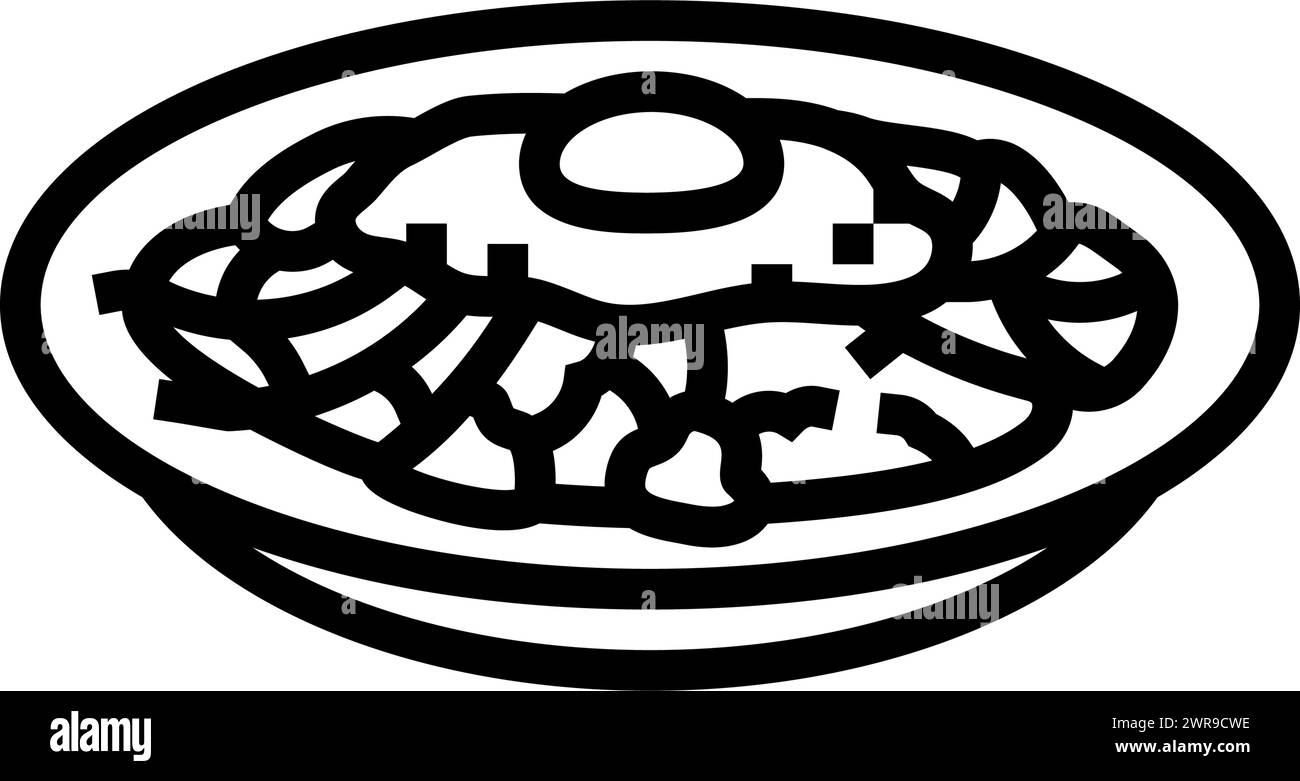 bibimbap dish korean cuisine line icon vector illustration Stock Vector ...