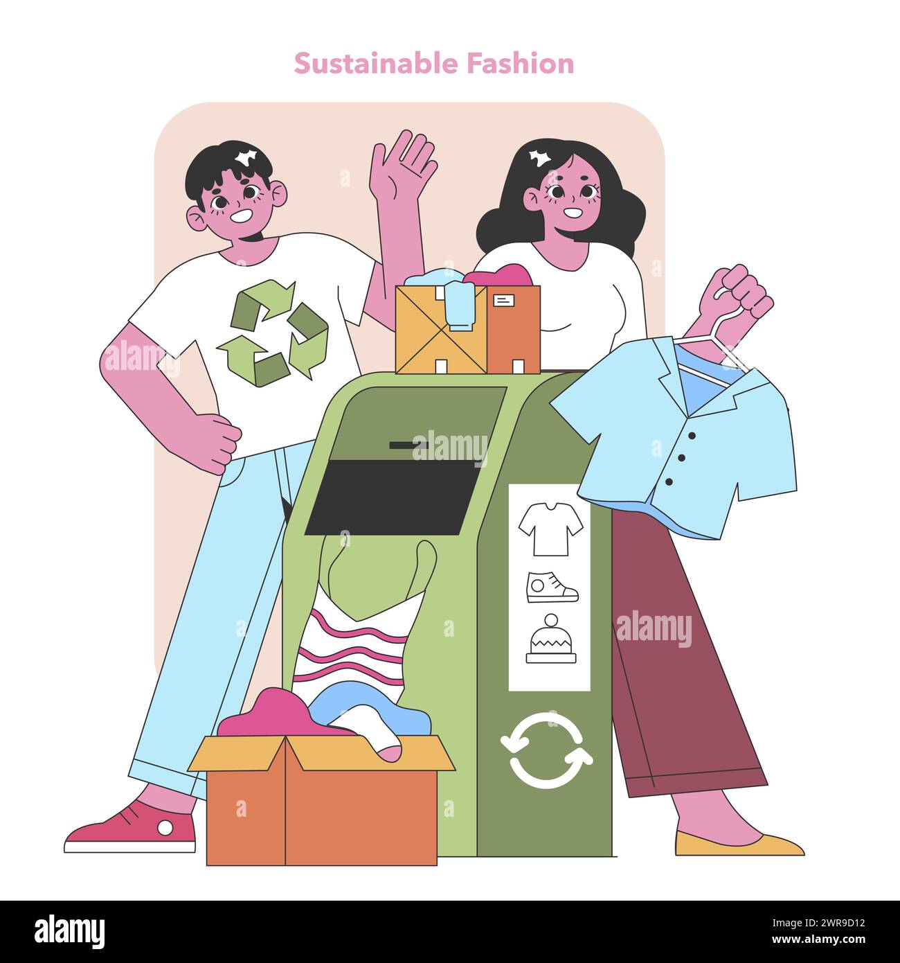 Clothing donation and recycling concept. People engaging in secondhand ...
