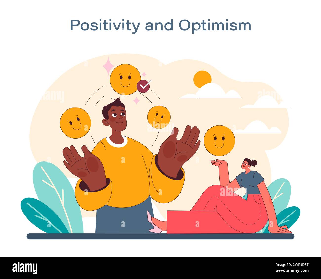 Positivity and optimism concept. A vibrant vector illustration that ...