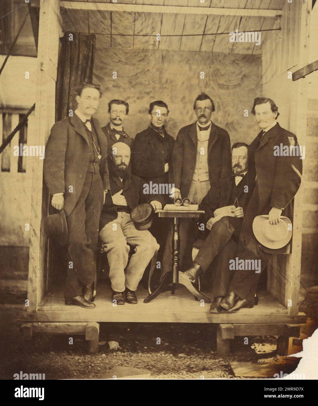 Group portrait of 7 men, including Antoon Bauduin and his brother ...