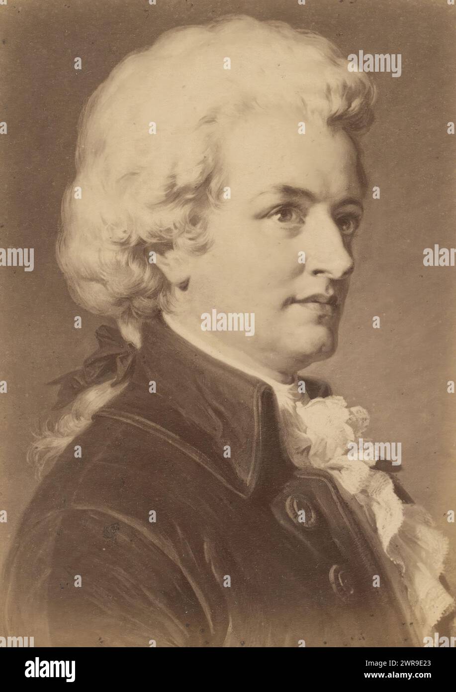 Photo reproduction of a painted portrait of Wolfgang Amadeus Mozart by ...