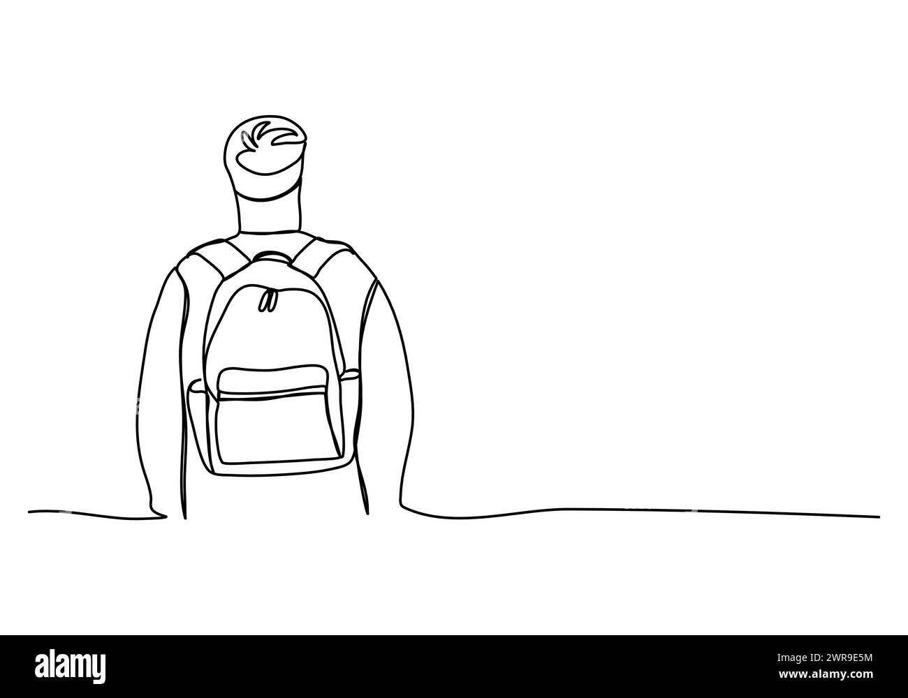 Man with backpack, one line drawing vector illustration Stock Vector ...