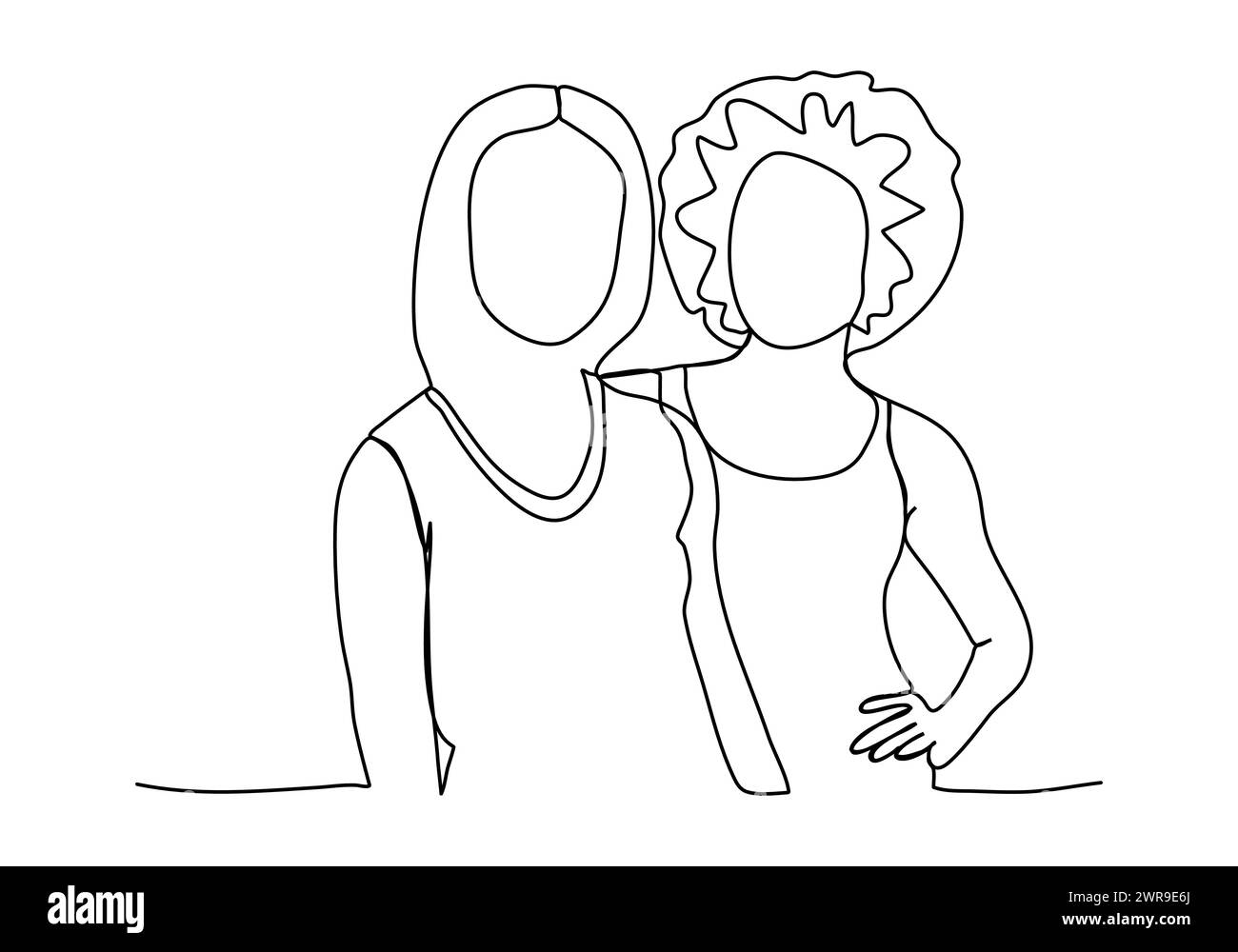 Group of women, one line drawing vector illustration Stock Vector Image ...