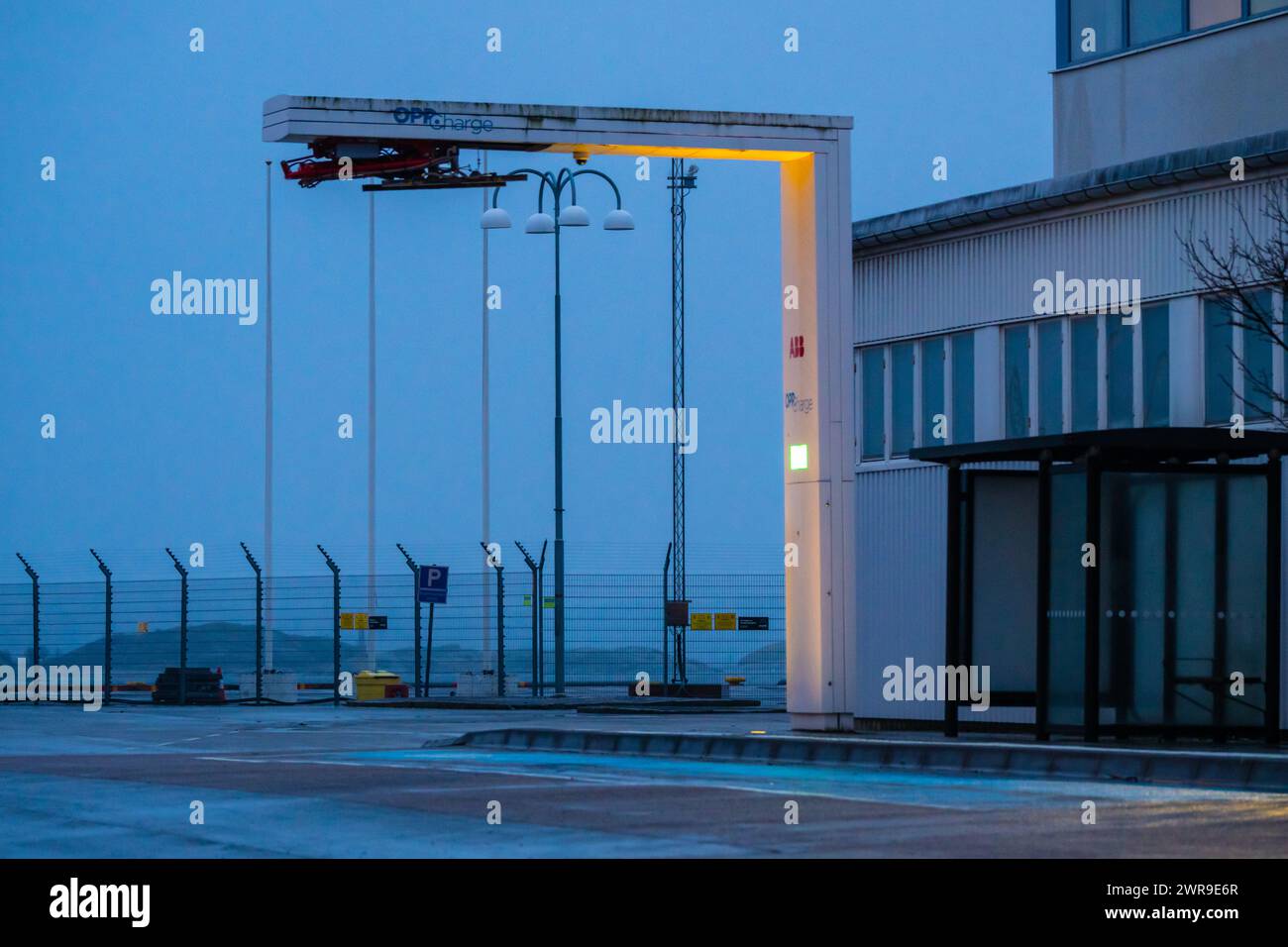Gothenburg, Sweden - February 29 2024: Electric vehicle overhead ...