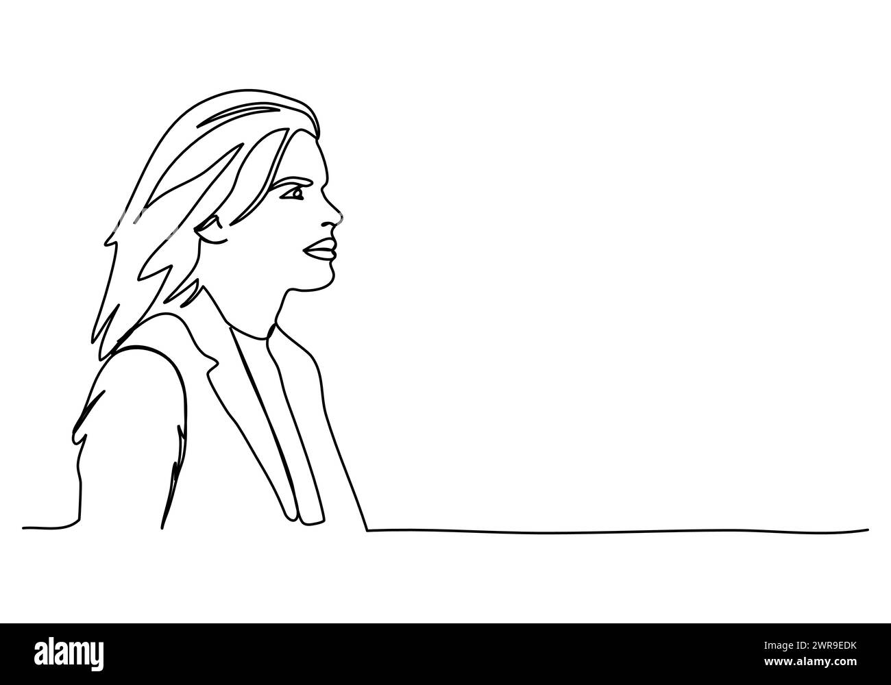 Woman face in profile, one line drawing vector illustration Stock ...