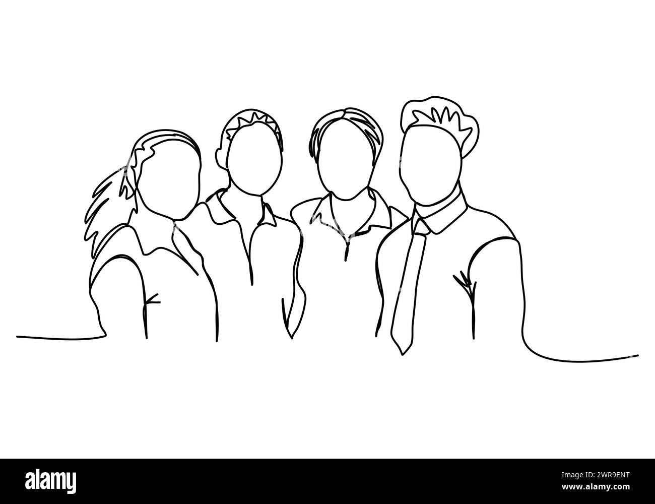 Group of women, one line drawing vector illustration Stock Vector Image ...