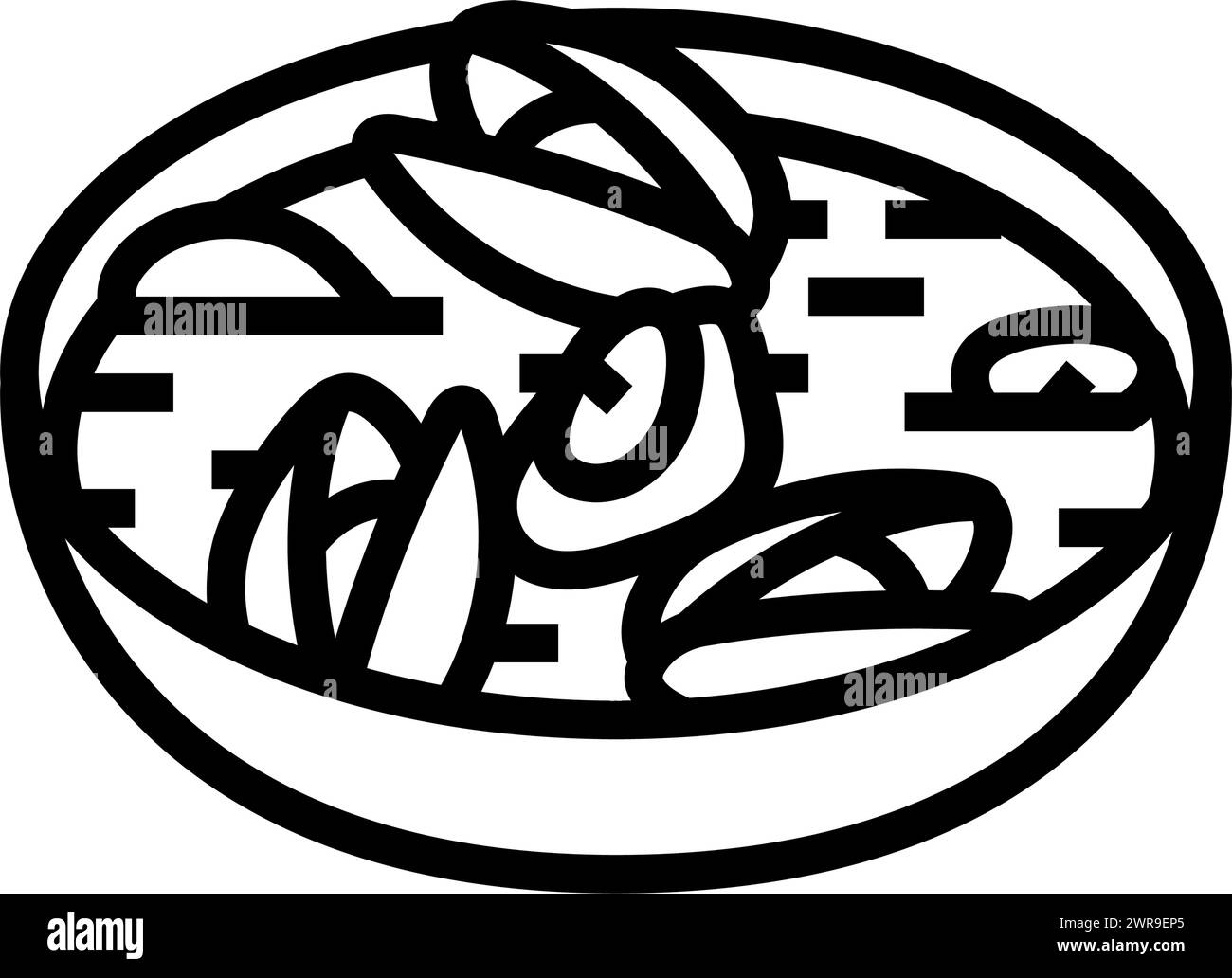 mussels broth sea cuisine line icon vector illustration Stock Vector ...