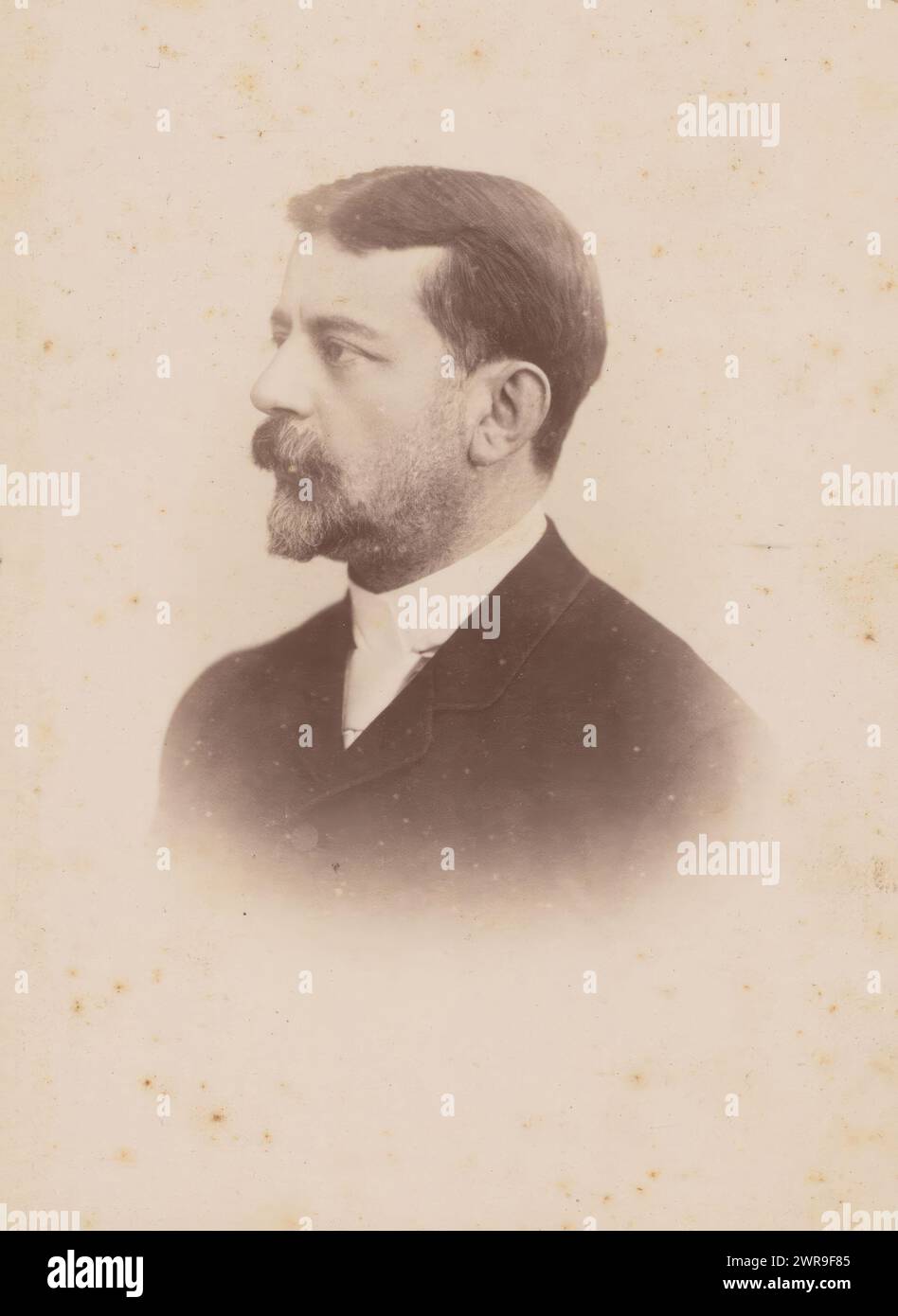 Portrait of a man with mustache and beard, in profile, This photo is ...