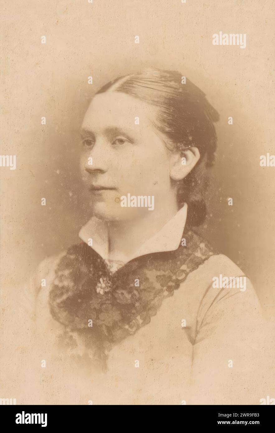 Portrait of a young woman, This photo is part of an album., Abraham Koorenhoff, 1880 - 1920 ...