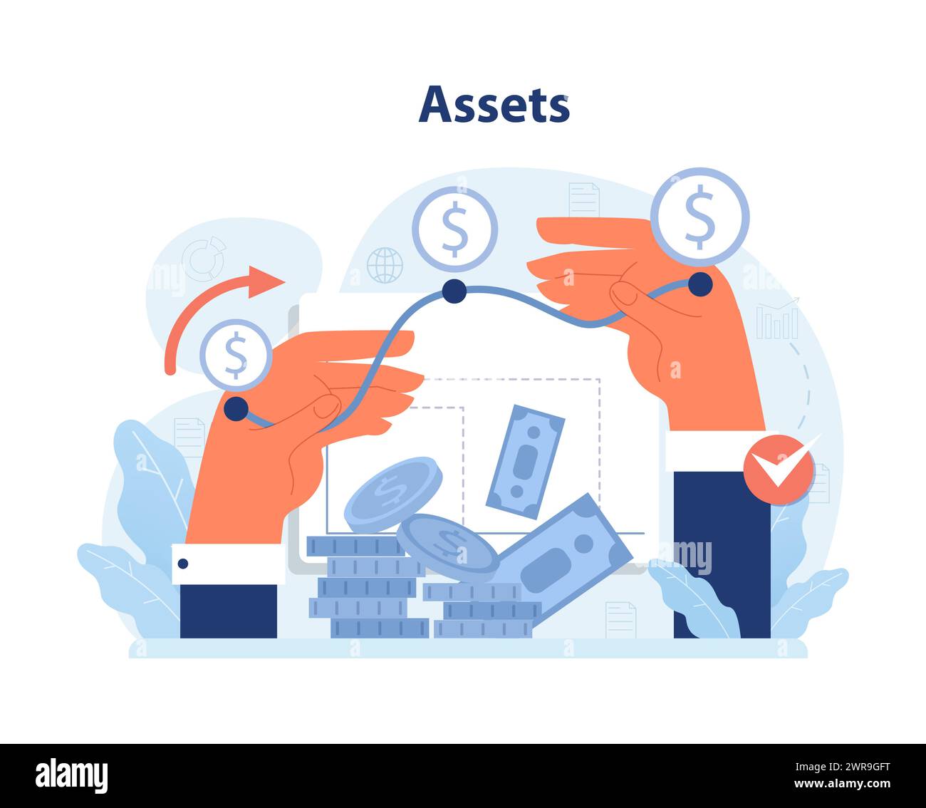 Strategic management of business assets. Hands adjusting financial ...