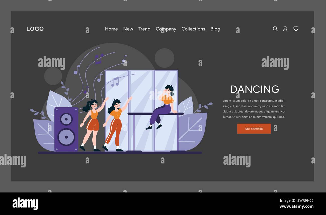 Dancing set. A lively scene of individuals moving rhythmically to music ...