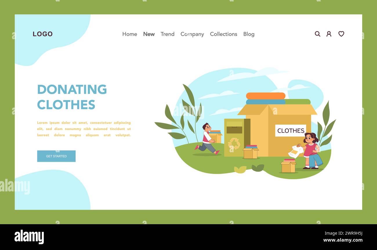 Apparel generosity concept. Active young volunteers collecting and ...