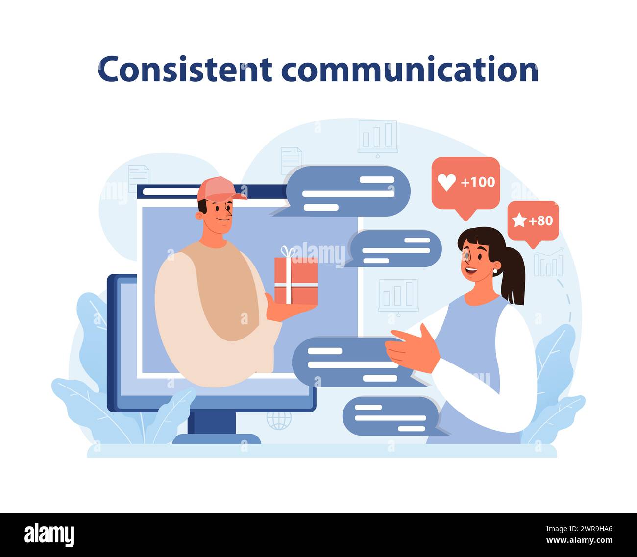 Consistent Brand Communication. An inviting vector illustration ...