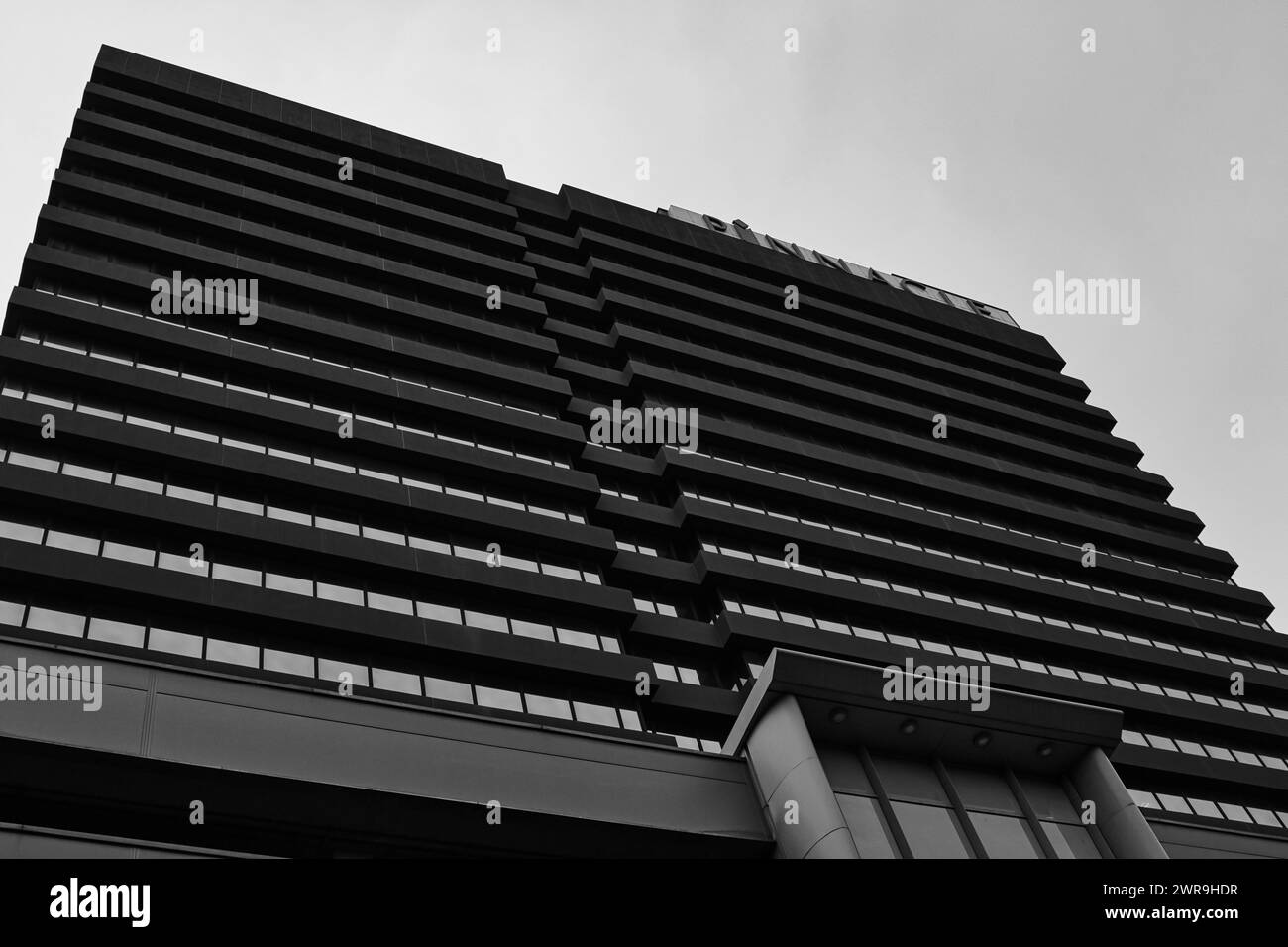 Modern black and white architectural photograph of a high-rise building ...