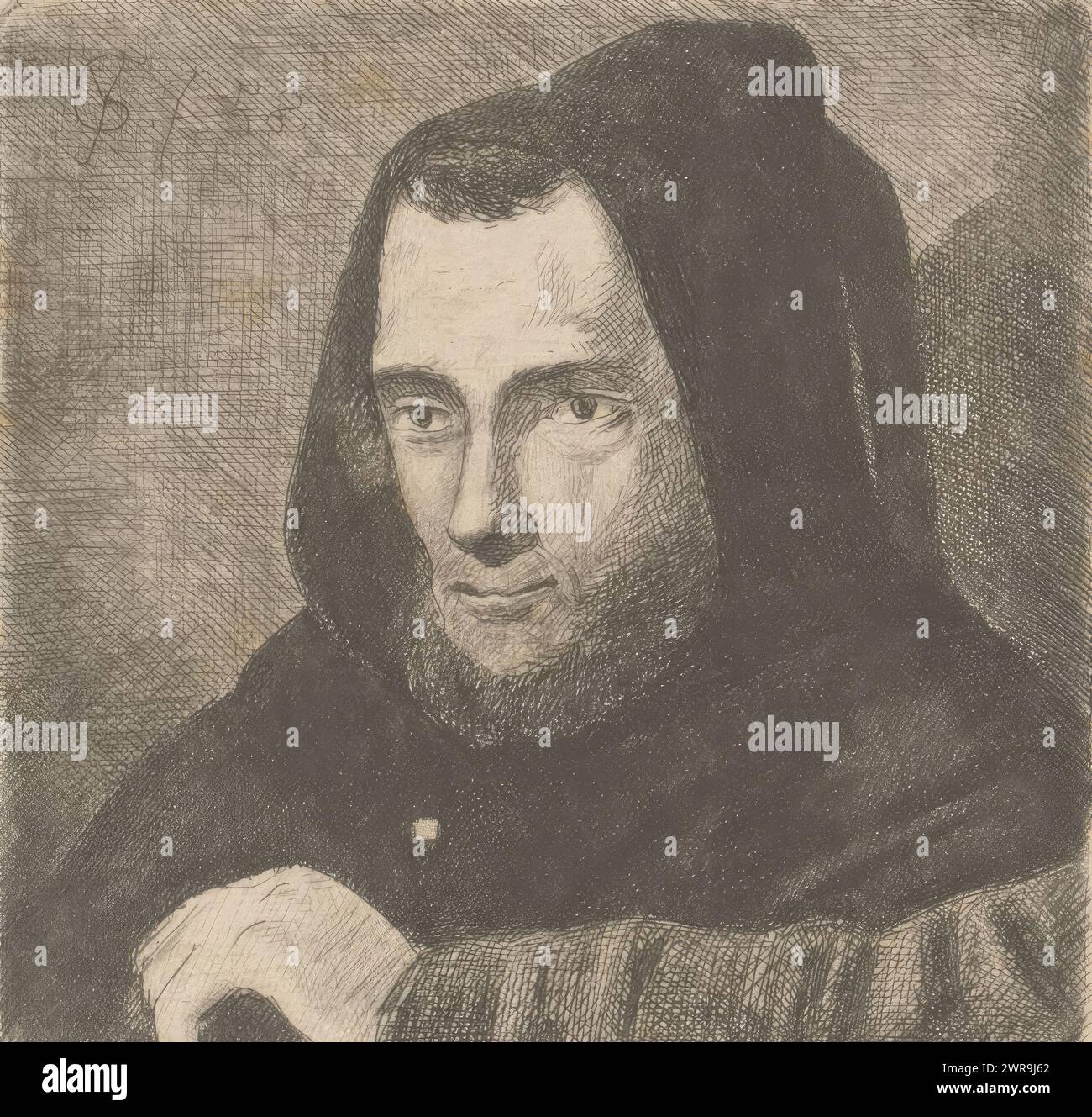 Bust of a monk, print maker: Cornelis van der Griendt, 1858, paper ...