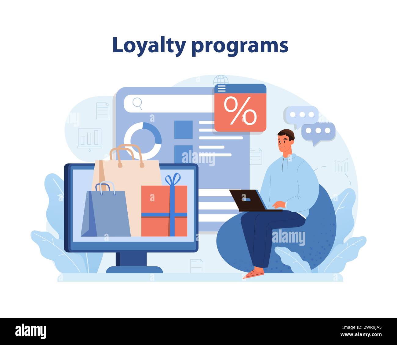 Loyalty Programs in Consumer Engagement. An illustration showing the ...
