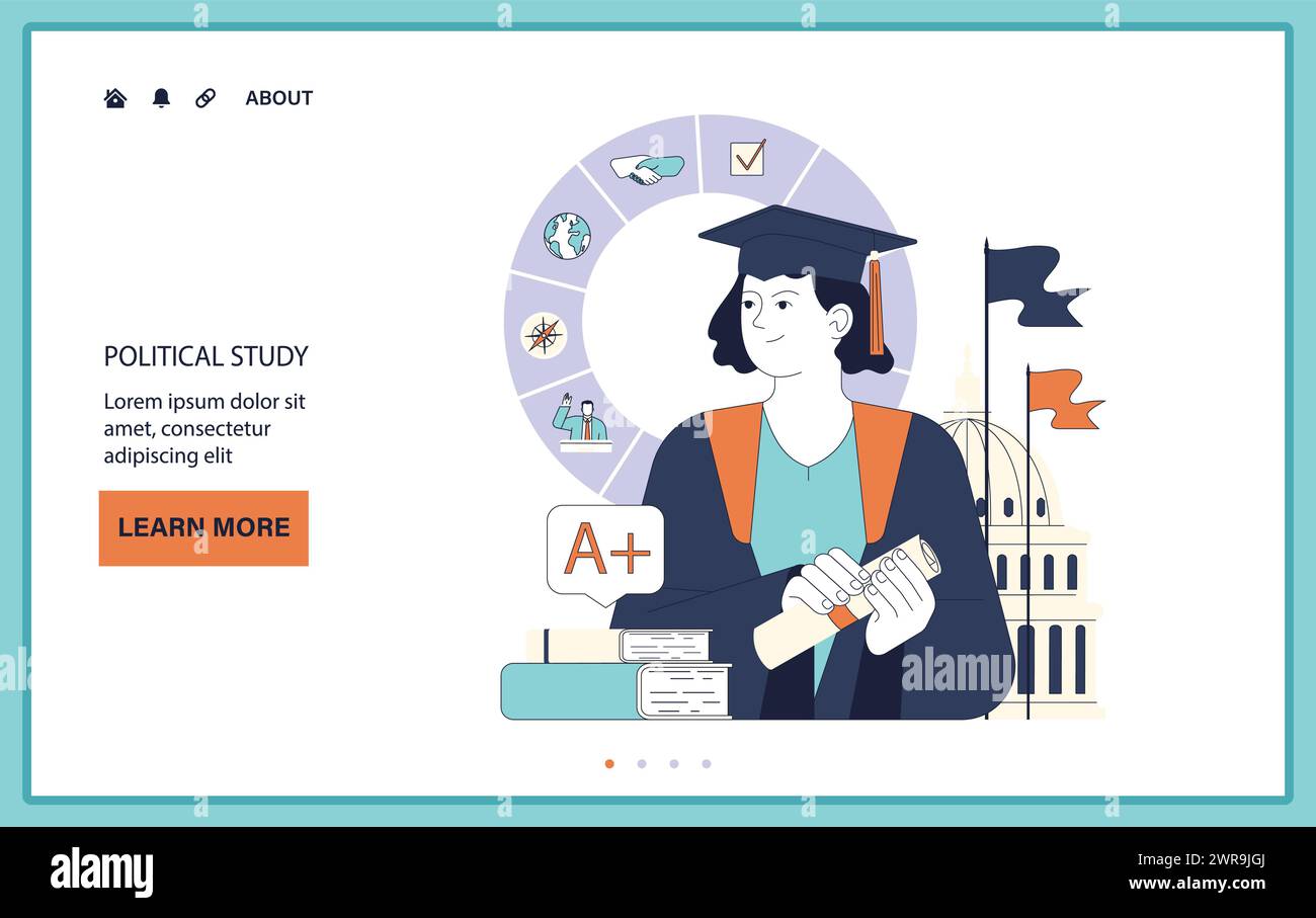 Political education web or landing. Graduate in political science with ...