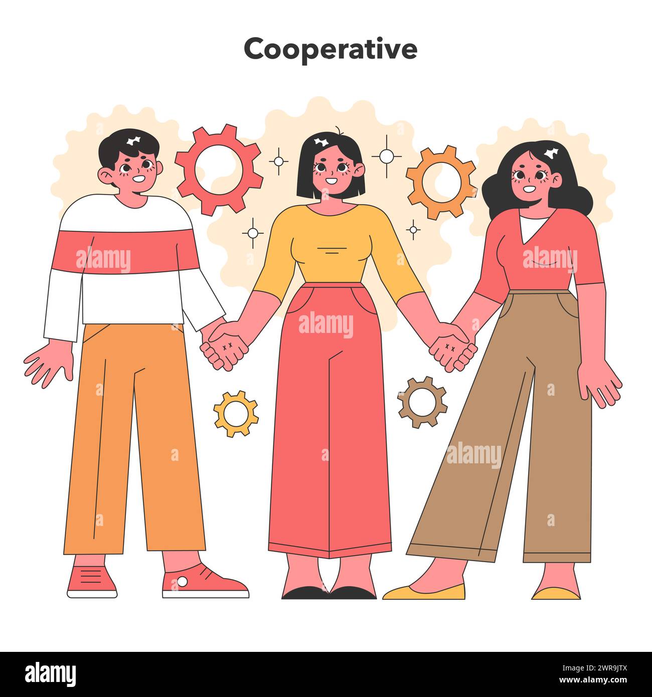 Teamwork concept. Three people join hands in unity, symbolizing ...