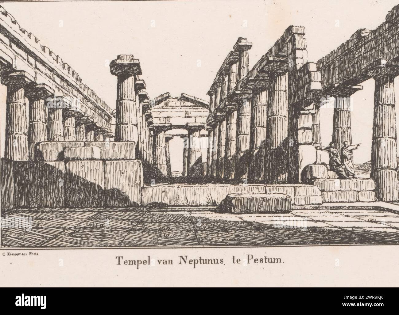 Temple of Neptune in Pestum (title on object), On the right in the ...