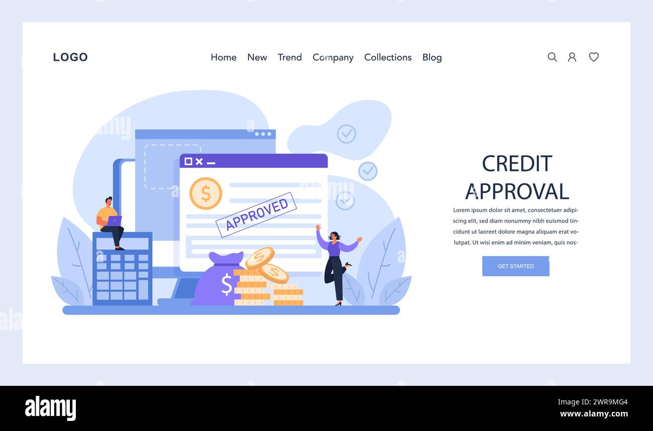 Credit Approval Process Illustration. The joyous moment of receiving credit approval, complete ...