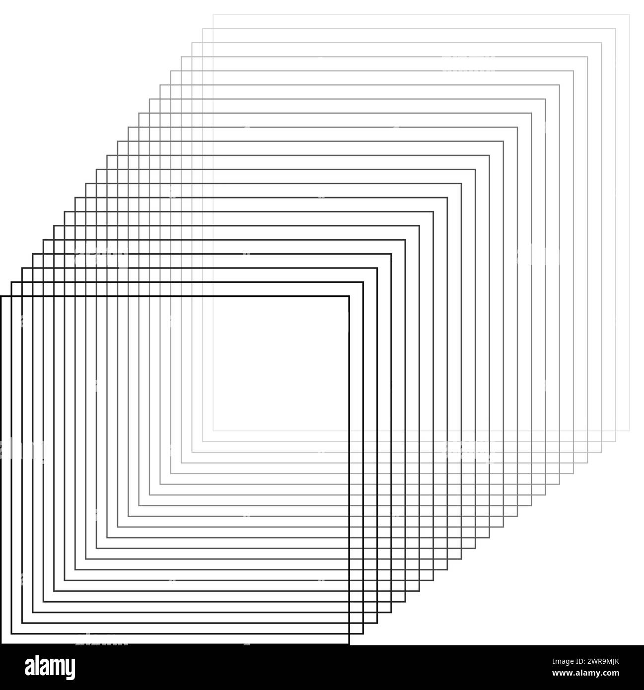 Thin black outline square with blend gradient effect to white. Abstract ...