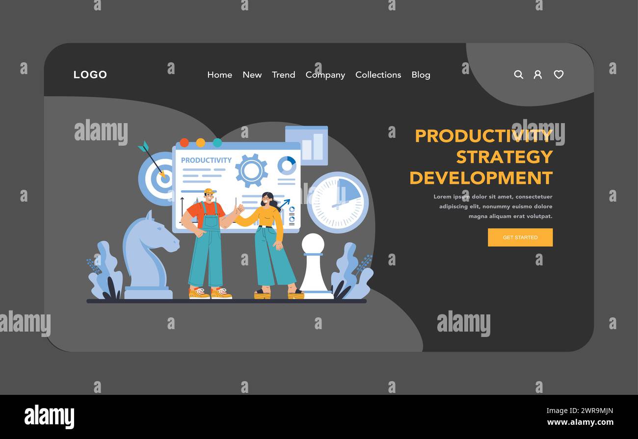 Productivity Strategy Development night or dark mode web or landing ...
