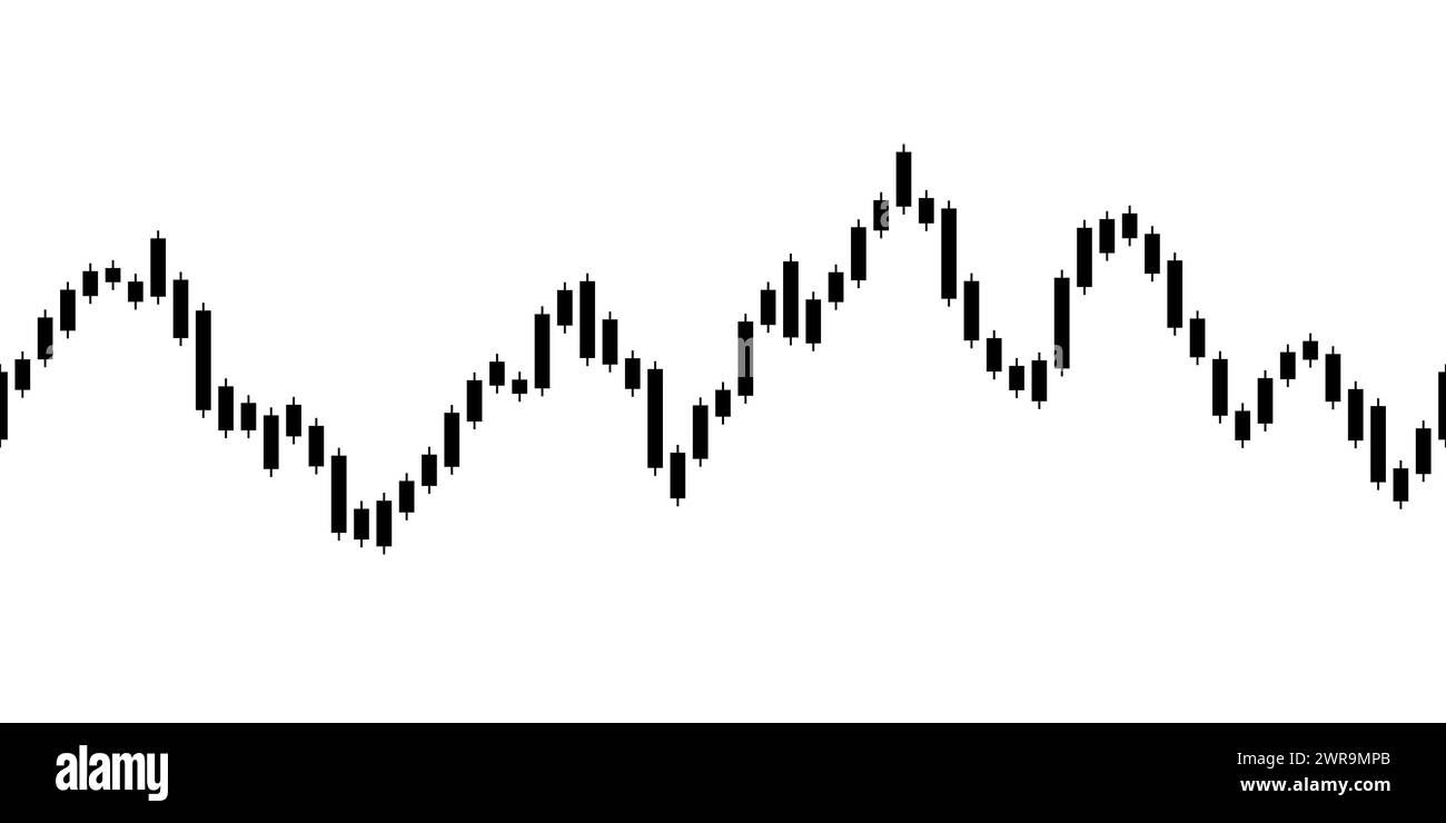 Stock trade chart. Trading graph border. Repeating black candle forex ...
