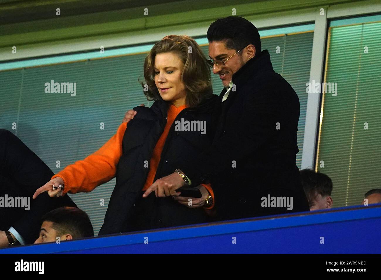 Newcastle owner Amanda Staveley (left) and guest in the stands before ...