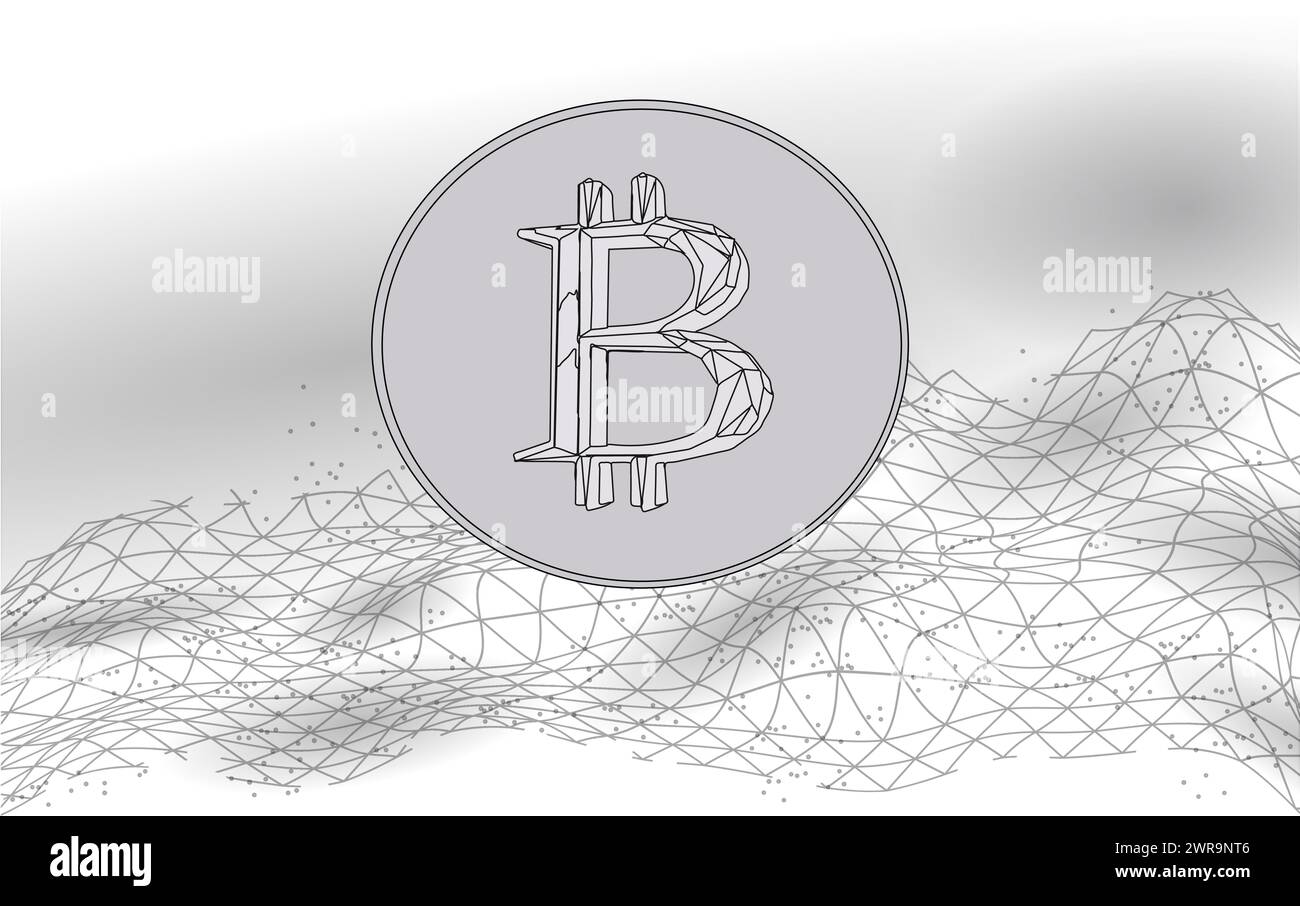 Bitcoin symbol on data flow binary code. Golden currency crypto ...