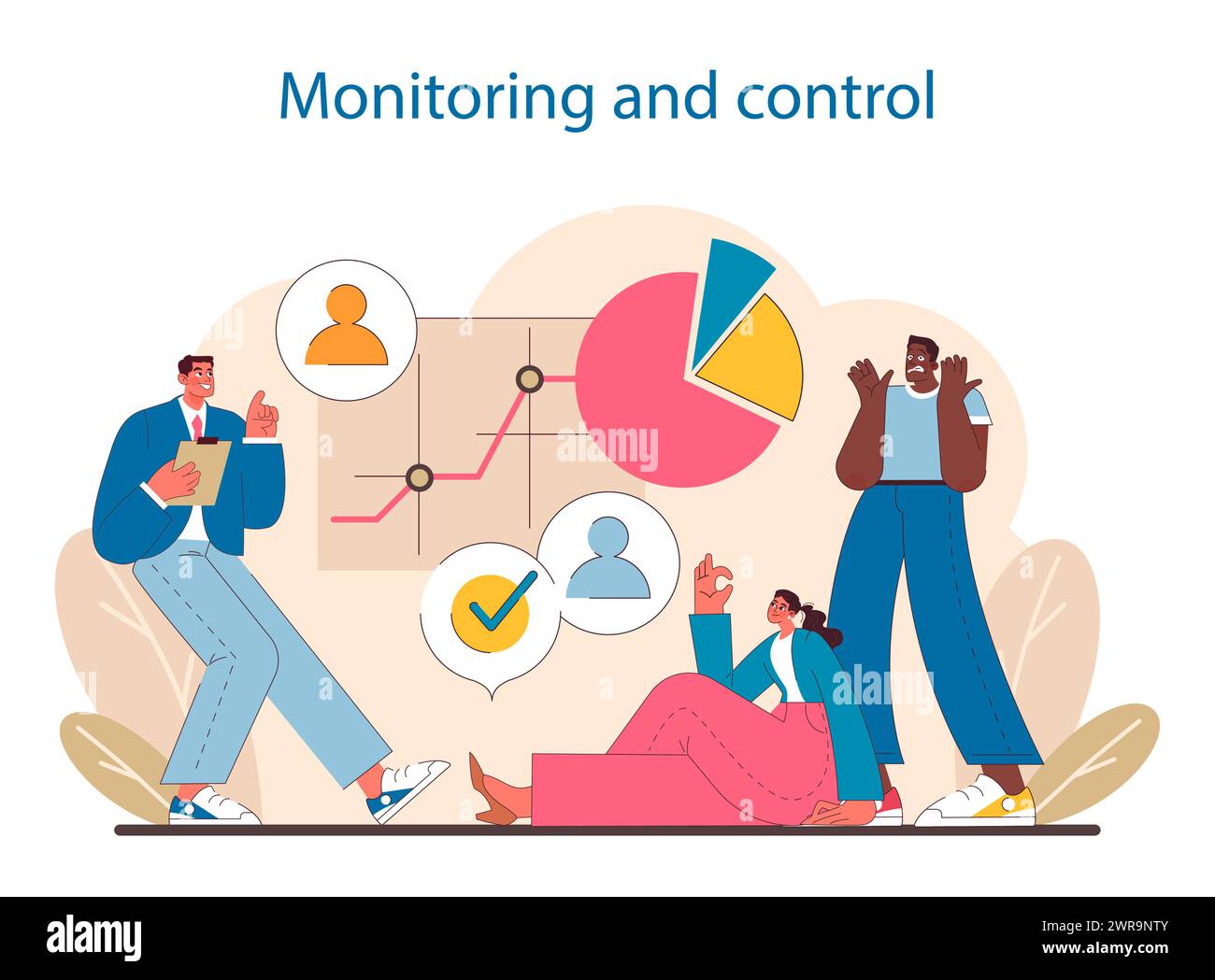Monitoring And Control In It Project Management Illustration Of Team