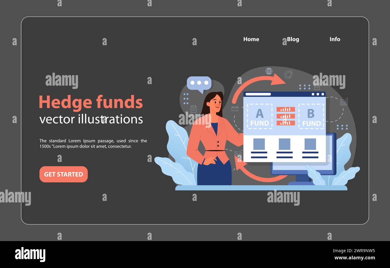 Hedge funds concept. Professional woman presents diverse portfolio ...